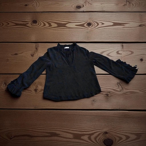 Anine Bing | Tops | Anine Bing Black Silk Blouse With Ruffle Sleeves ...